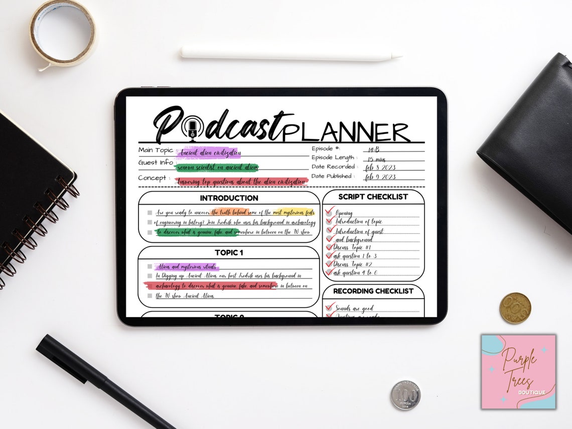 Premium Podcast Planner BUNDLE Pack, Easy-to-use Podcast Template 2023 ...