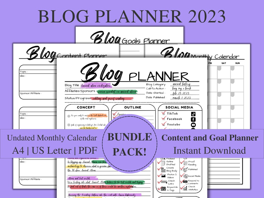 Premium Blog Planner 2023, Printable Blog Post Planner Worksheet, Blog Planning Organizer Kit ...
