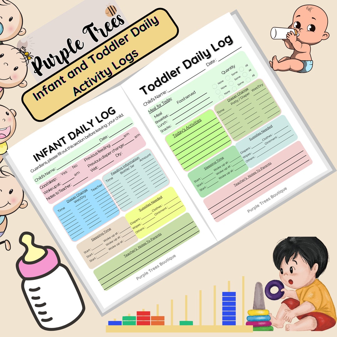Infant and Toddler Daily Log & Schedule Report, Daycare Form, Caregiver ...
