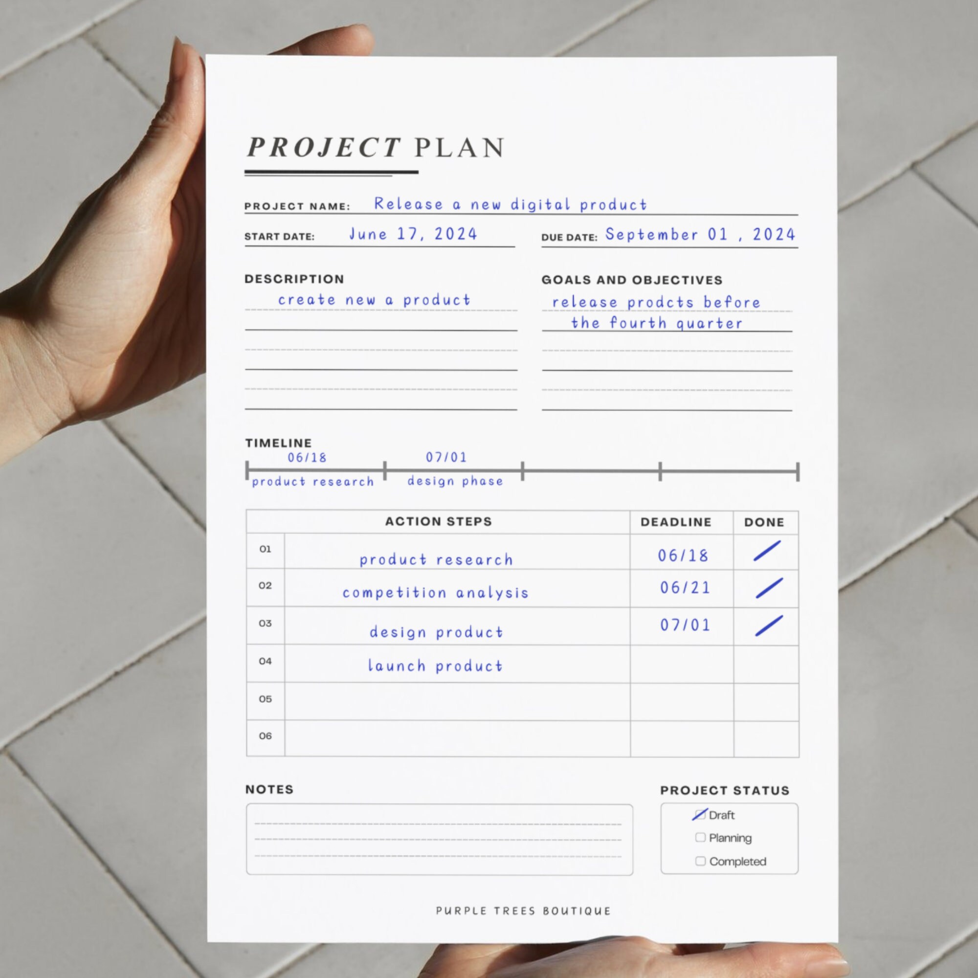 Project to Do Tracker Template, Task Management Tracker, Editable ...