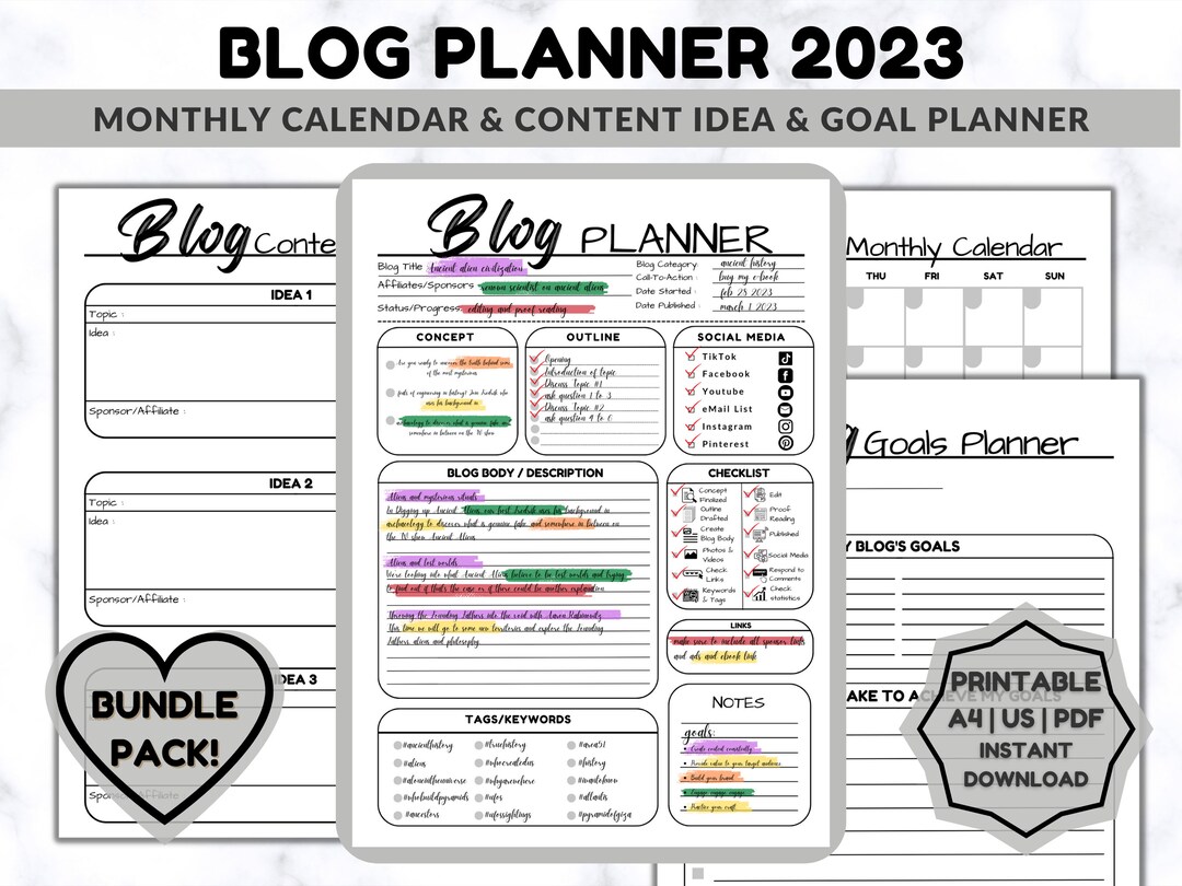 Premium Blog Planner 2023, Printable Blog Post Planner Worksheet, Blog ...
