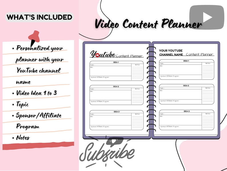 Premium Youtube Planner, Video Content Planner, Social Media Planner ...