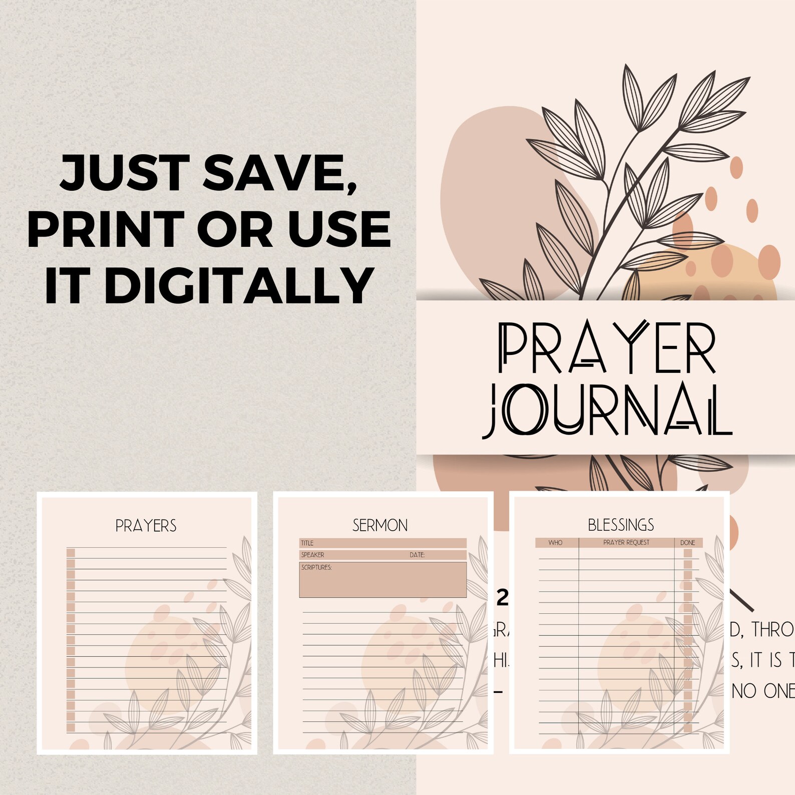 Printable Prayer Journal Bundle, Digital Sermon Bible Study Notes ...