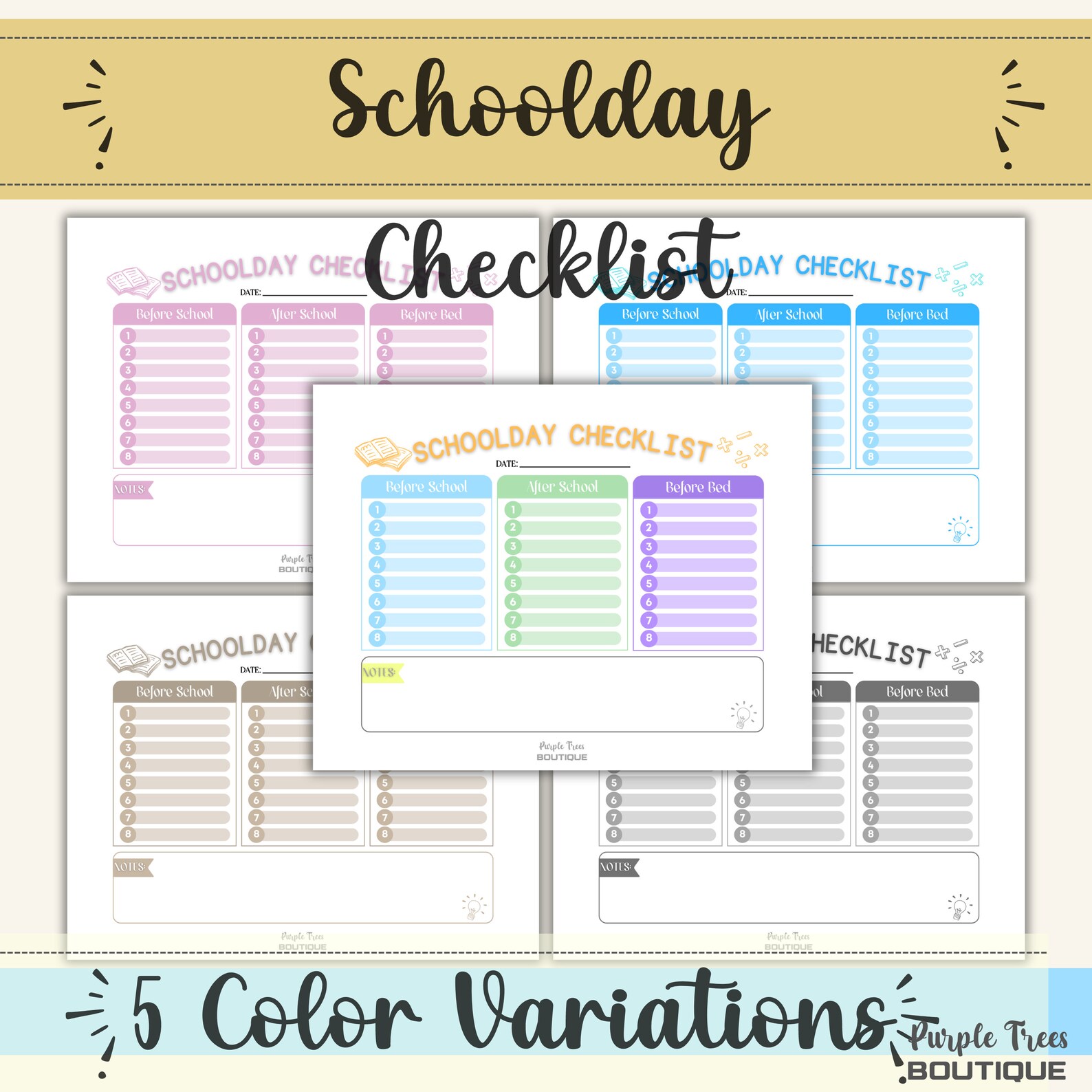 School Day Checklist, Printable Kids Daily Checklist, Before School ...