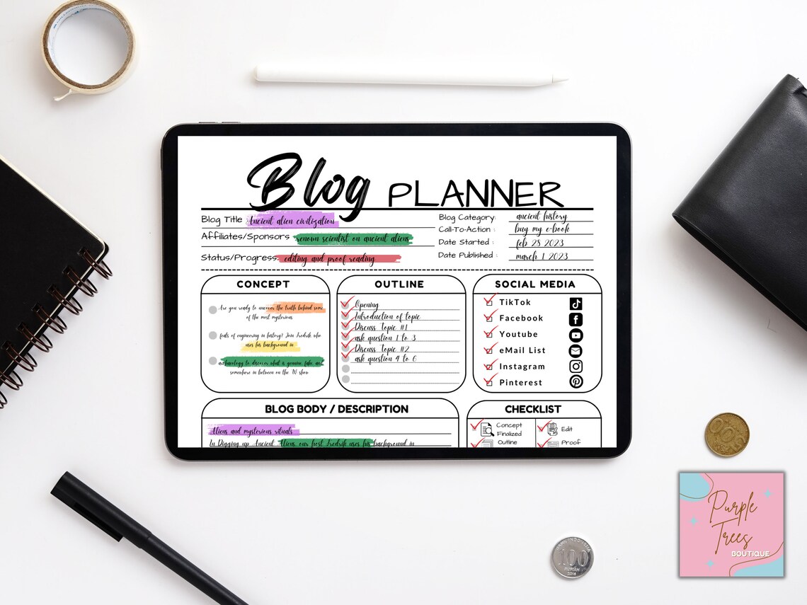 Premium Blog Planner 2023 Printable Blog Post Planner - Etsy