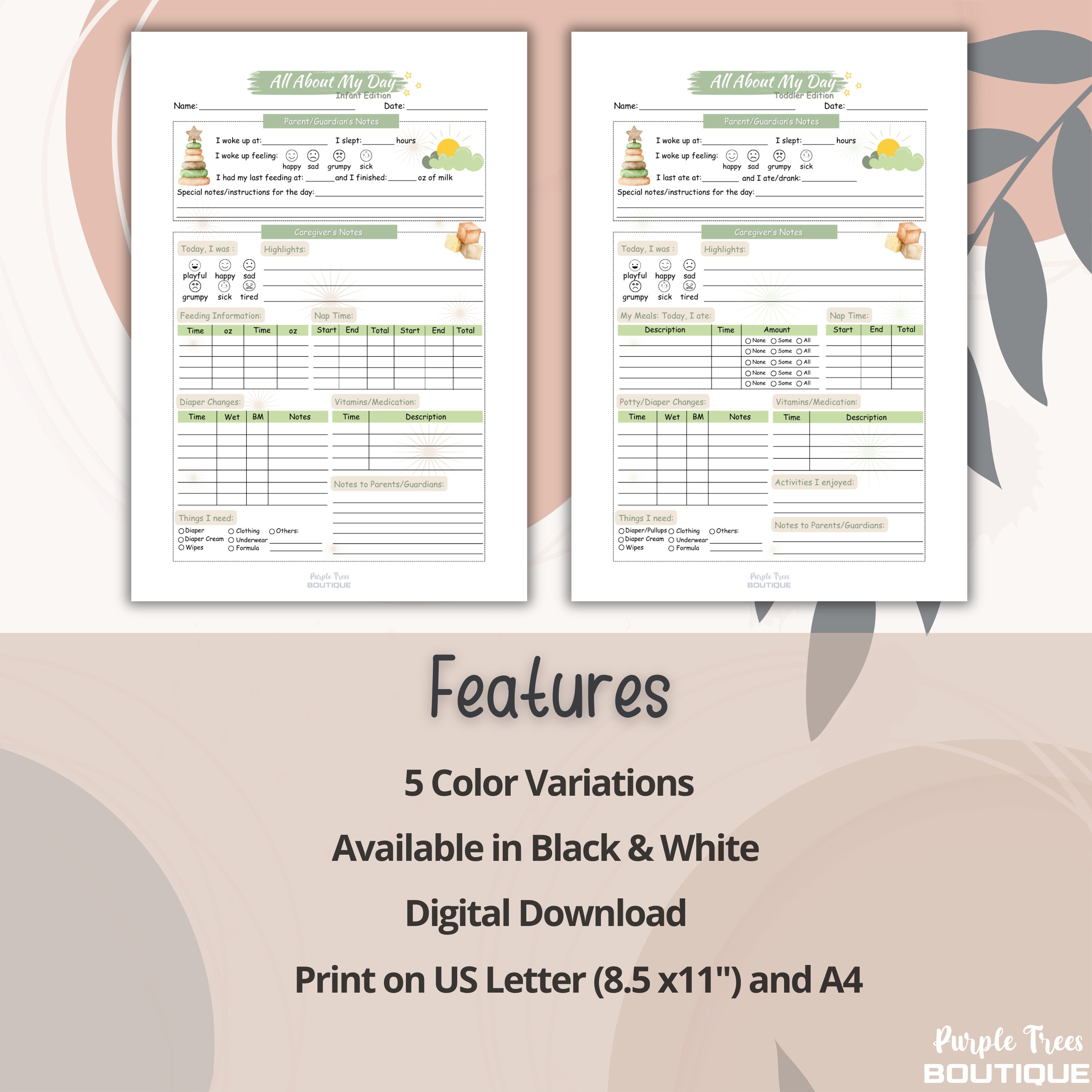 Daily Daycare Report Sheet, Childcare Tracker Form, Childcare Log ...