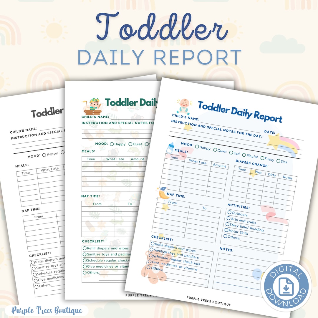Toddler Daily Report, Infant Activity Tracker, Baby Daily Log, Daily ...