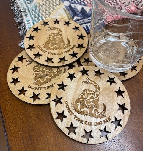 Set of 4 Gadsden Beer, Drink Laser Engraved Wooden Coasters - Etsy