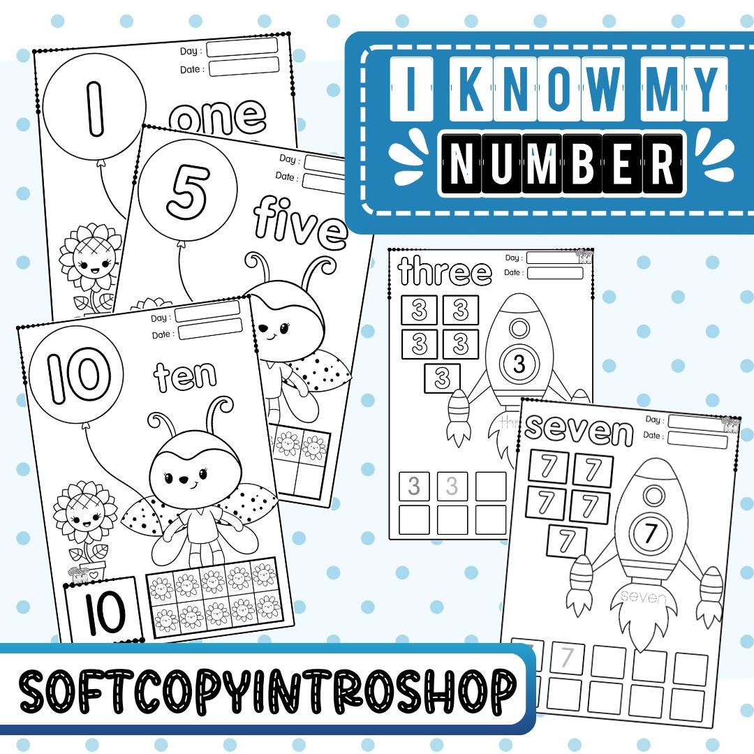 I Know My Number Fun and Engaging Number Coloring Worksheets for Kids ...