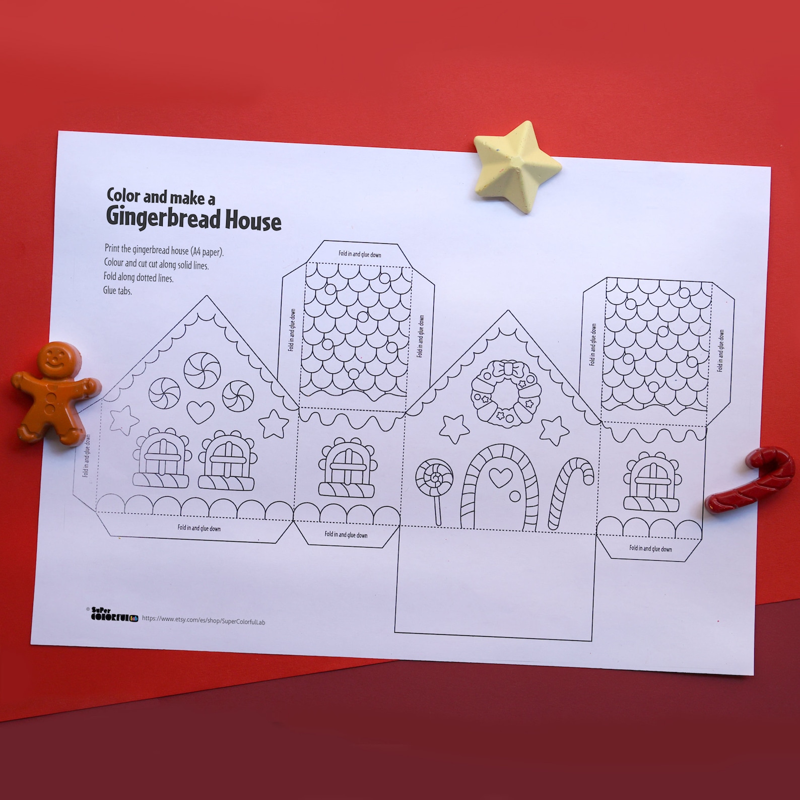 Gingerbread House to Color. Coloring Page. Arts and Crafts for Kids - Etsy
