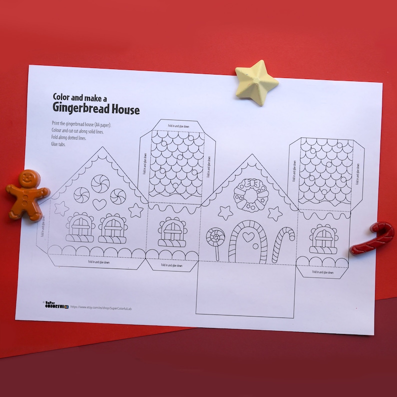 Gingerbread House to Color. Coloring Page. Arts and Crafts for Kids - Etsy