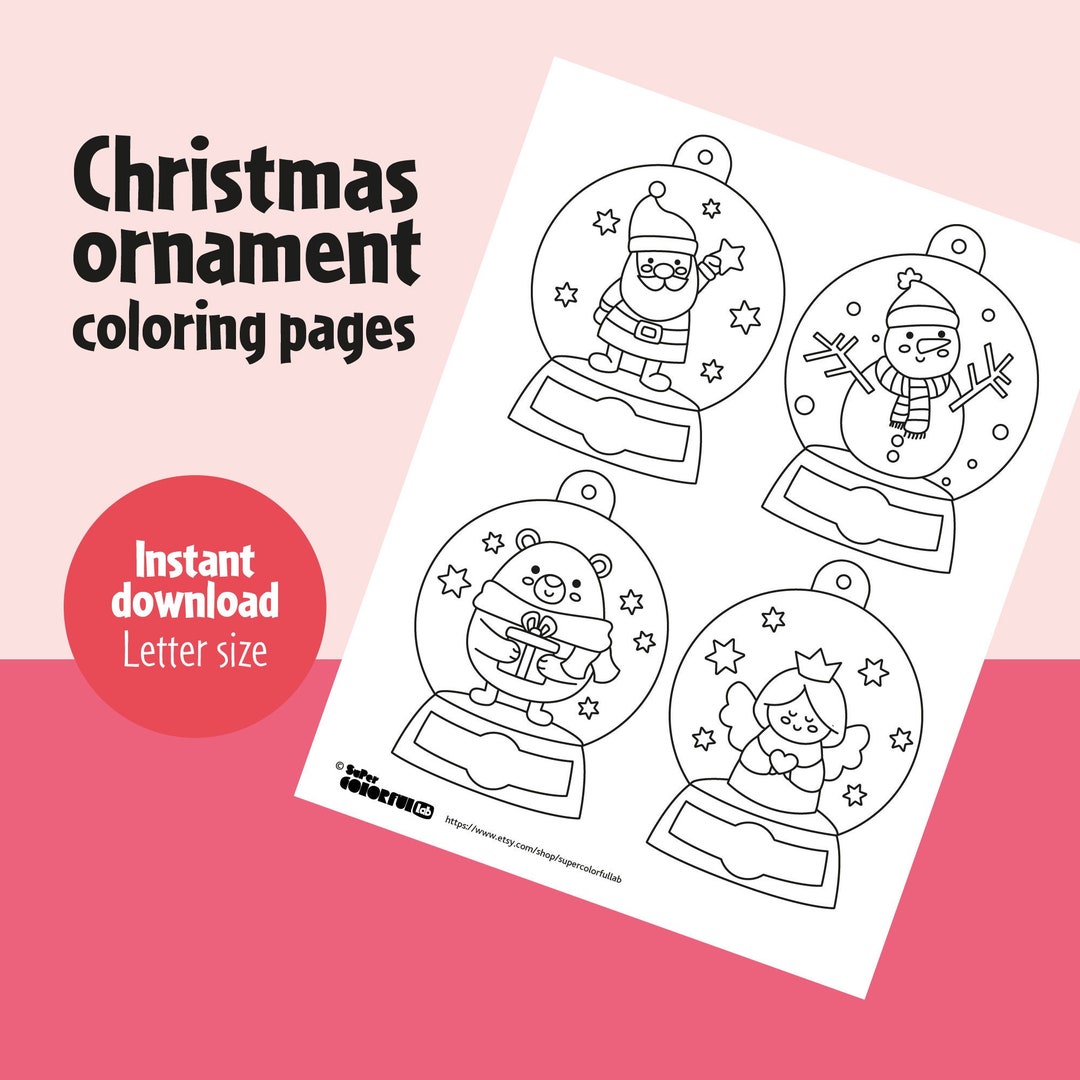 Christmas Ornament Coloring Pages. Arts and Crafts for Kids - Etsy