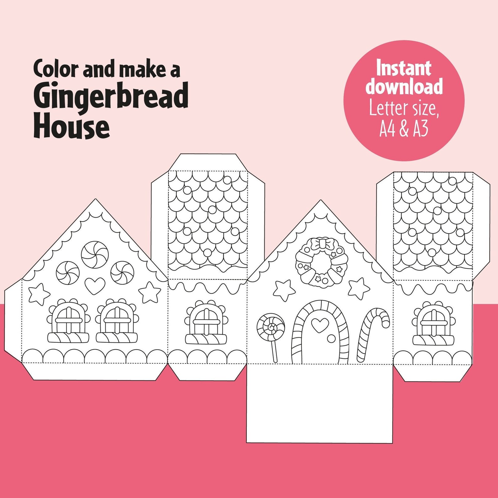 Gingerbread House to Color. Coloring Page. Arts and Crafts for Kids - Etsy