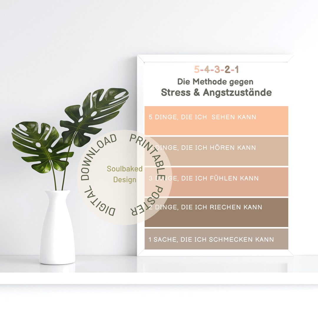 Therapy Print, 54321 Method, Mental Health, Mindfulness Practice ...