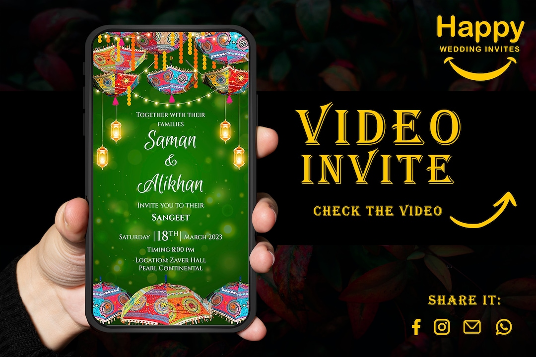 Dholak Night Invitations, Pakistani Dholki Invite Digital, Dholki ...
