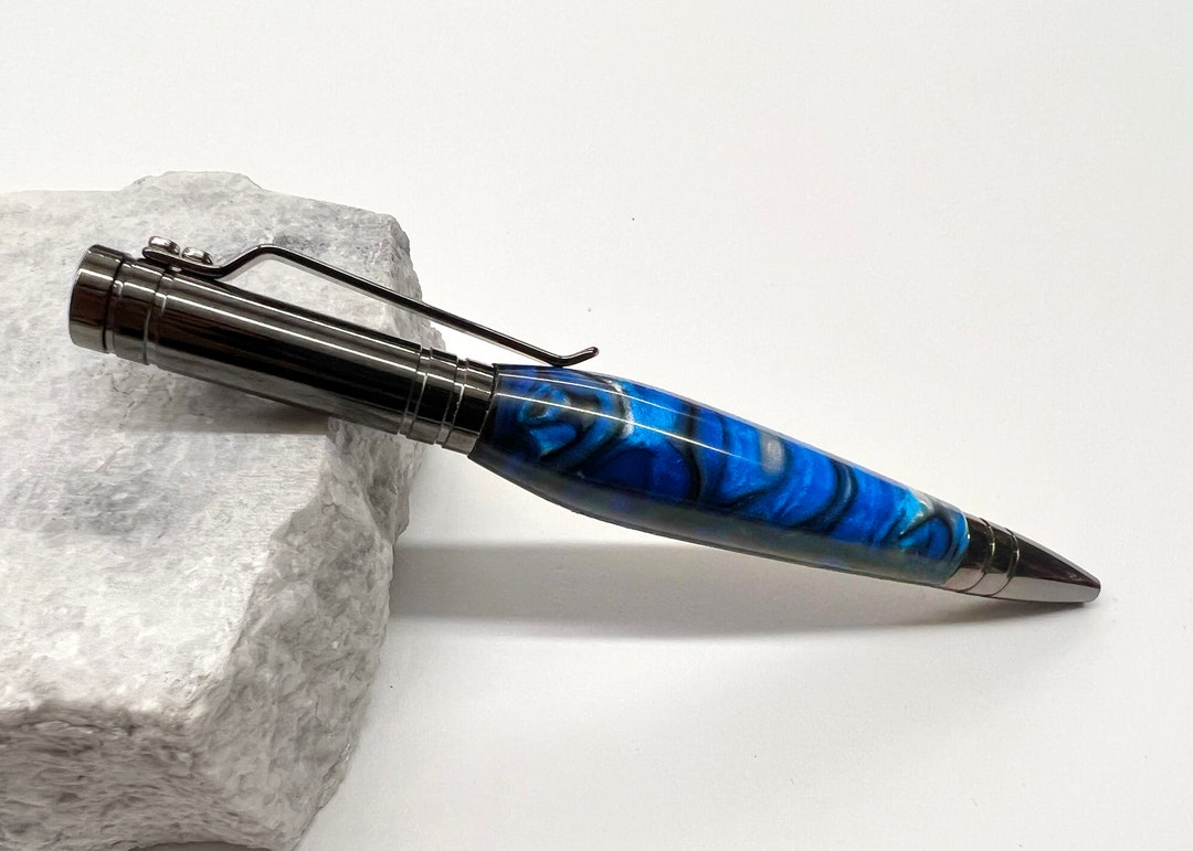 Blue Swirl Bolt Action Handmade Pen - Etsy