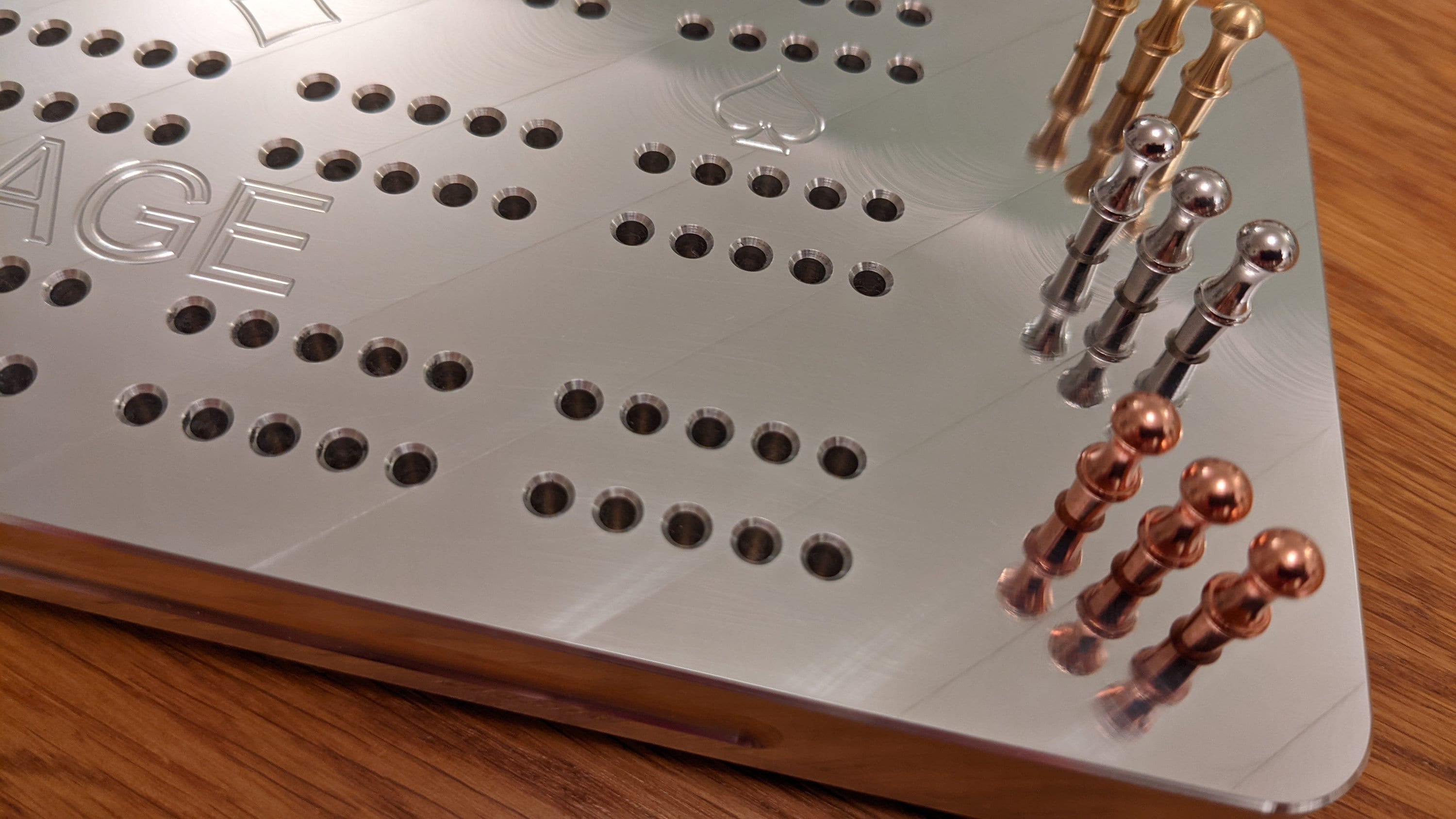 Solid Metal Cribbage Board, Nine Metal Pegs, and a Deck of Playing ...