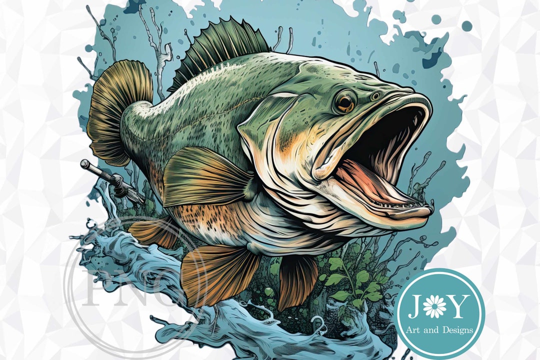 Watercolor Bass Fish Sublimation Design Instant Digital - Etsy