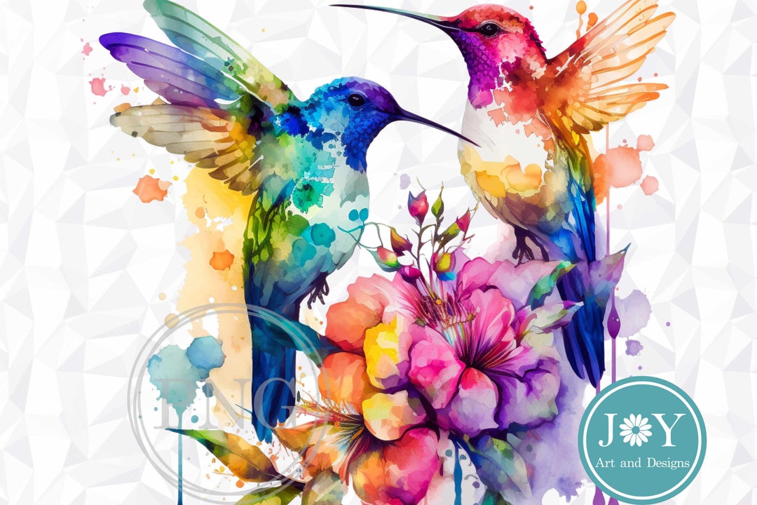 Watercolor Hummingbirds Sublimation Design, Hummingbirds PNG ...