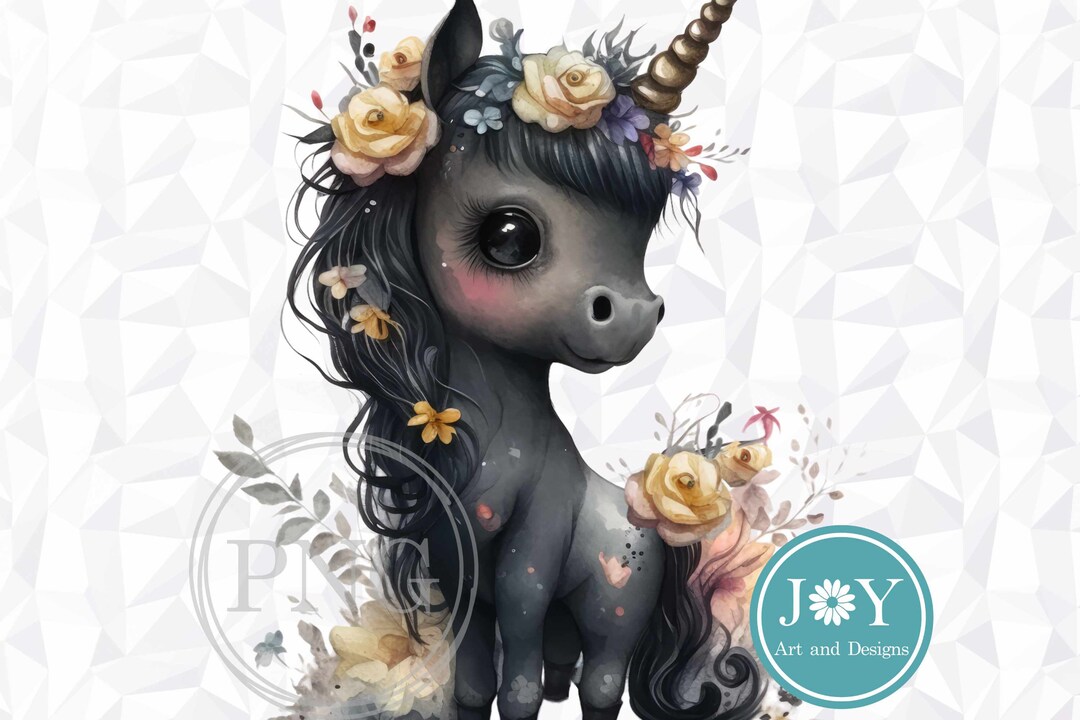 Cute Black Unicorn PNG Clipart, Unicorn PNG, Instant Digital Download ...