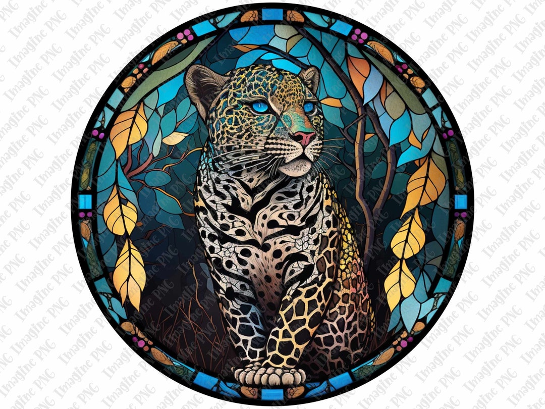 Faux Stained Glass Leopard Sublimation Design Leopard PNG - Etsy