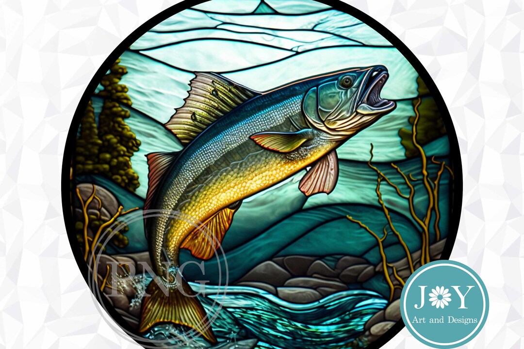 Stained Glass Walleye Sublimation Design, Fish PNG, Digital Download ...