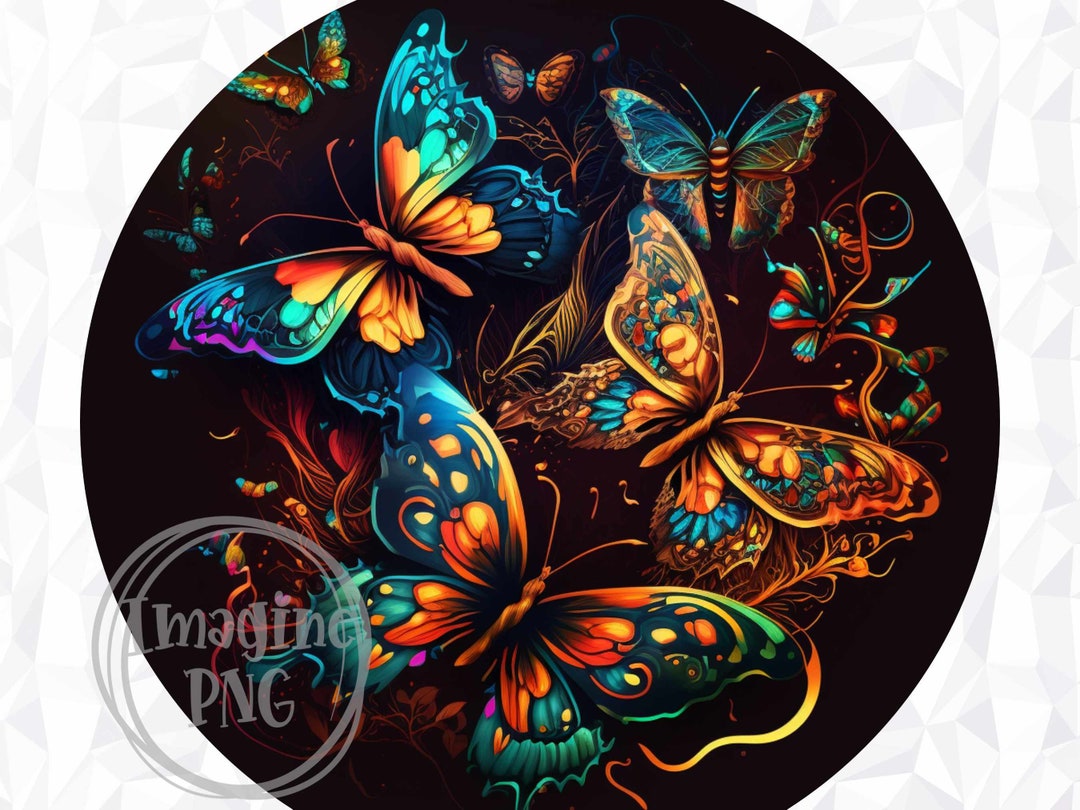 Butterflies Sublimation Design Digital Download Round Door - Etsy