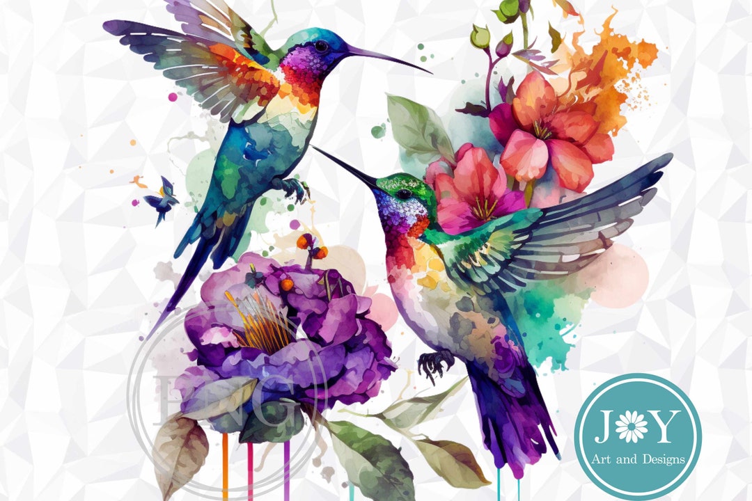Watercolor Hummingbirds Sublimation Design Hummingbirds PNG - Etsy