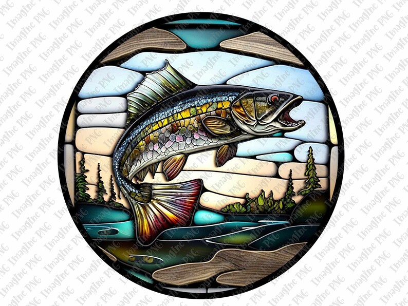 Stained Glass Walleye Sublimation Design Fish PNG Digital - Etsy