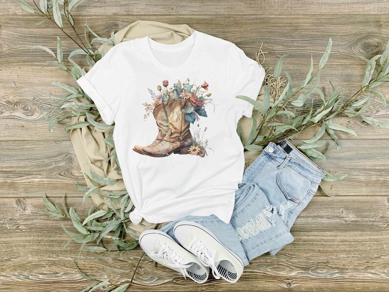Western Boots Sublimation Design Boots PNG Boots and Flowers - Etsy