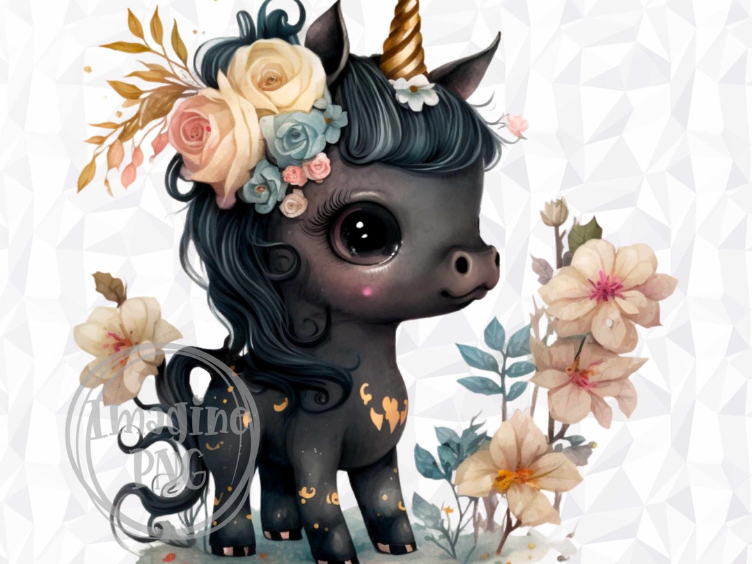 Cute Black Unicorn PNG Clipart, Unicorn PNG, Instant Digital Download ...