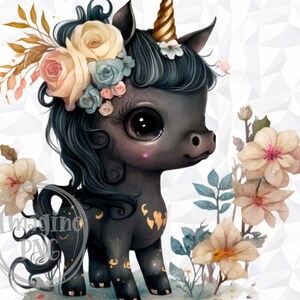 Cute Black Unicorn PNG Clipart, Unicorn PNG, Instant Digital Download ...