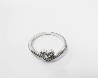 Pandora Heart Wishbone Ring - Etsy UK