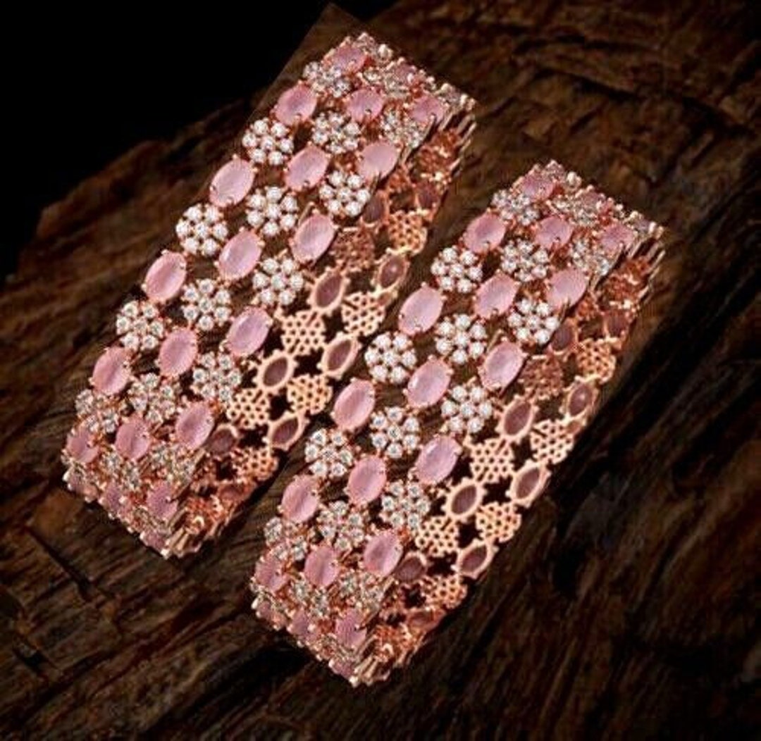 Pink Color Oval & Round CZ Fashion Jewelry Exclusive Wedding Bridal ...
