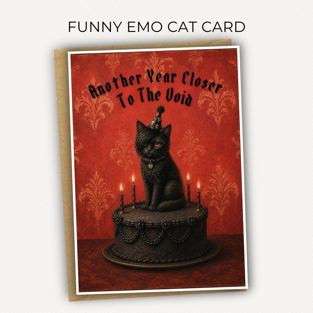 Another Year Closer to the Void Card | Funny Goth Birthday Card | Black ...
