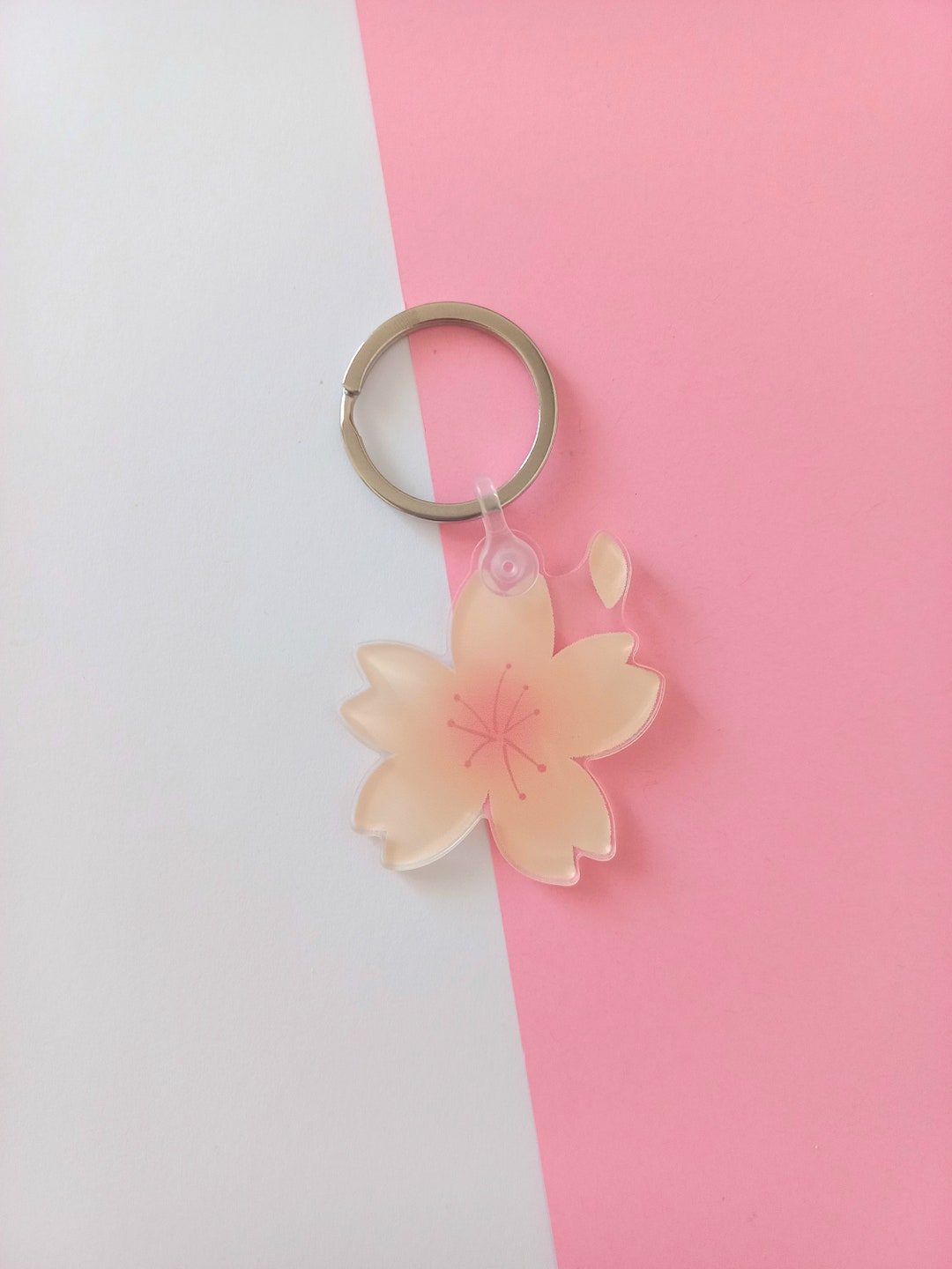 Cherry Blossom Flower Keychain / Pink Sakura Charm, Kawaii Bag ...