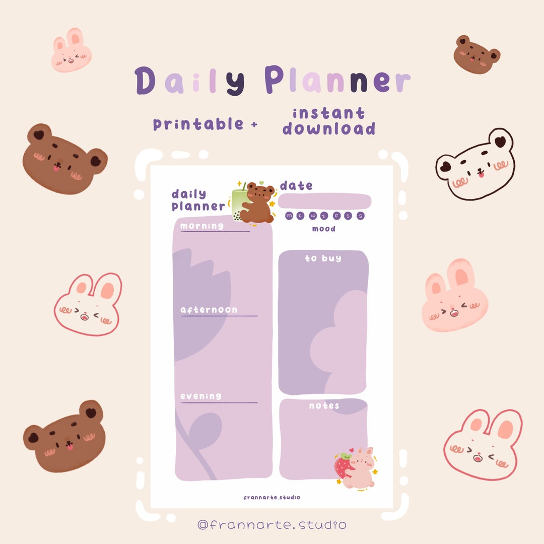 Cute Daily Planner / / Printable / Digital Download / A4 Planner / Cute ...