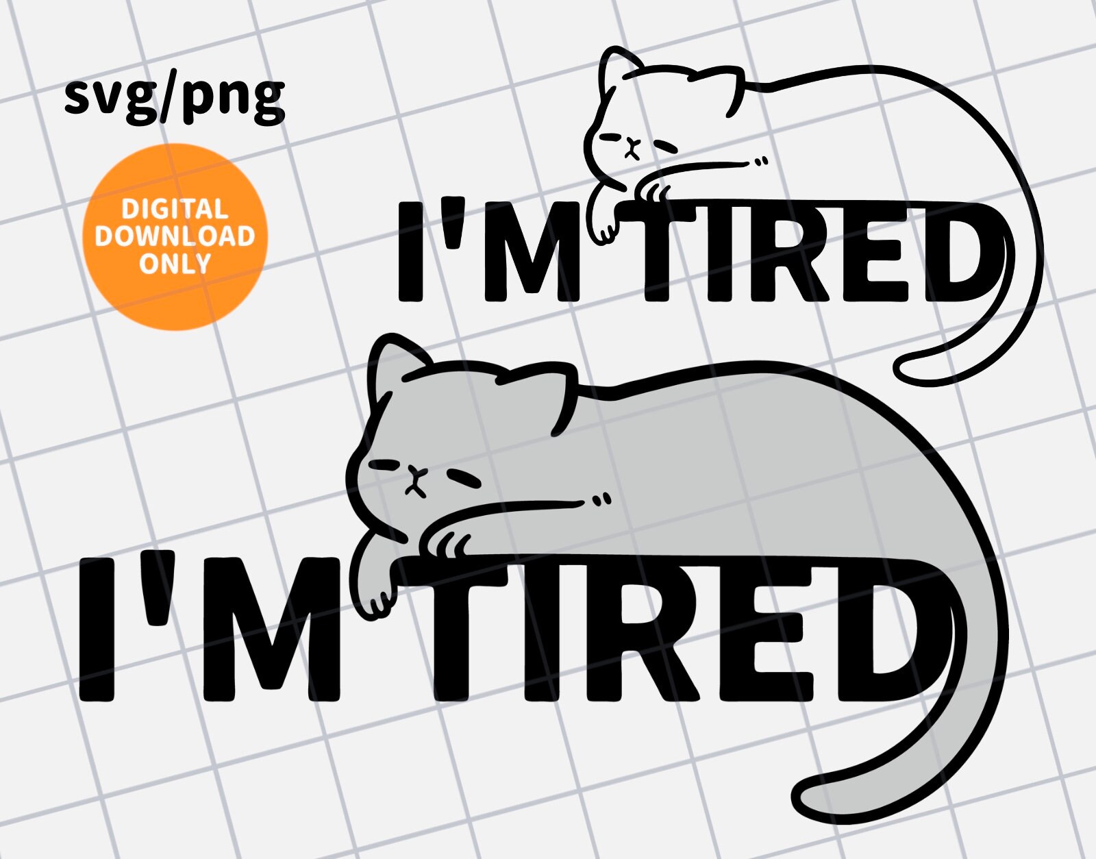 Tired Cute Cat Svg Png, Kawaii Cat Clipart, Tired Animal, Sleeping Cat ...