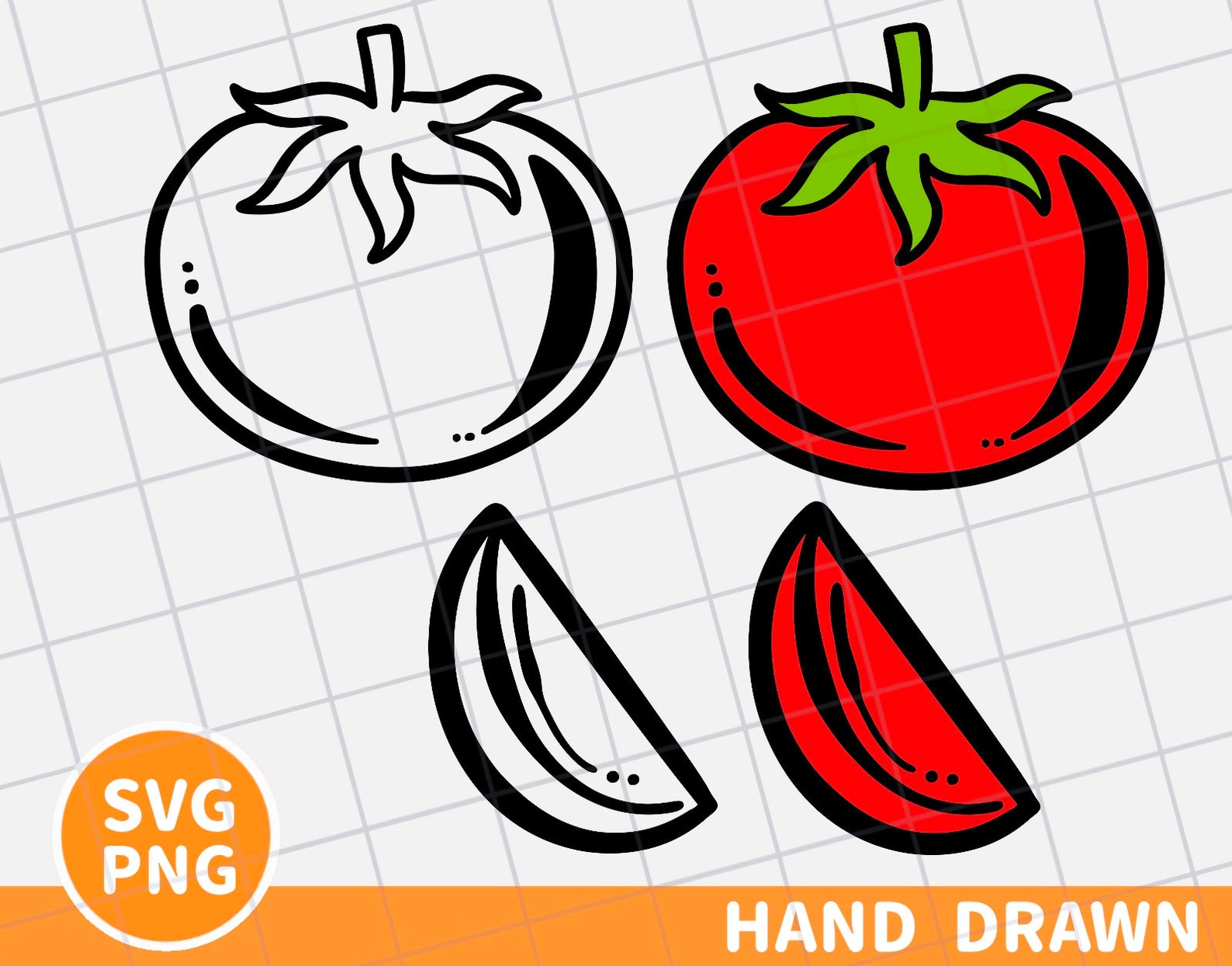 Tomato Digital Clipart, Simple Tomato Svg, Tomato Png, Red Tomato ...