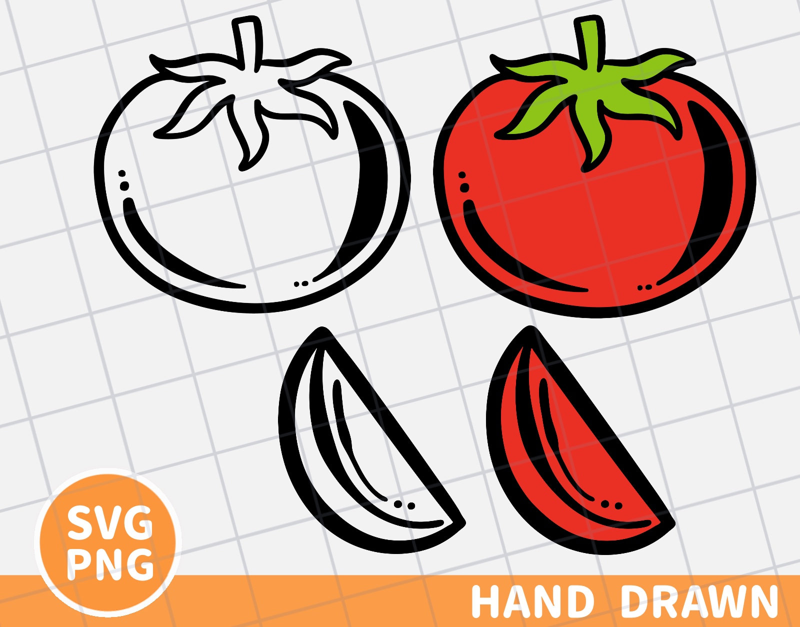 Tomato Digital Clipart, Simple Tomato Svg, Tomato Png, Red Tomato ...