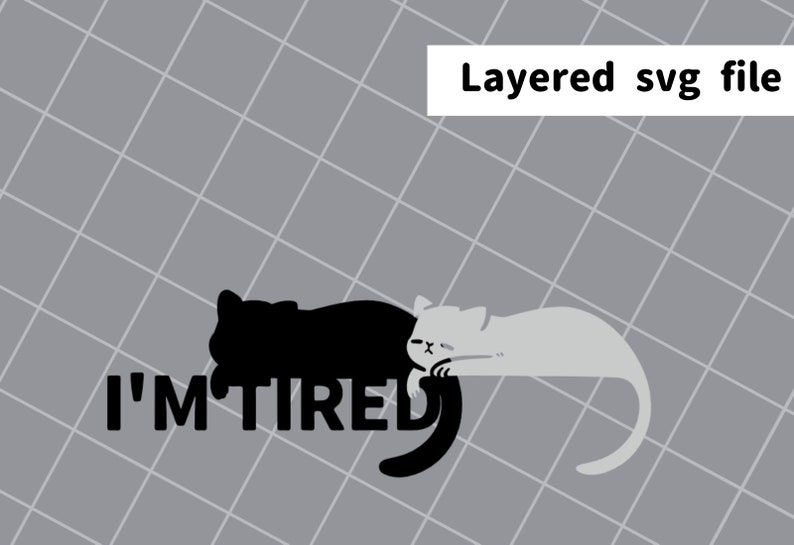 Tired Cute Cat Svg Png Kawaii Cat Clipart Tired Animal - Etsy