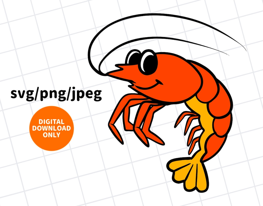 Cartoon Shrimp Clipart, Vector Svg Shrimp, Cute Shrimp Png, Cut File ...