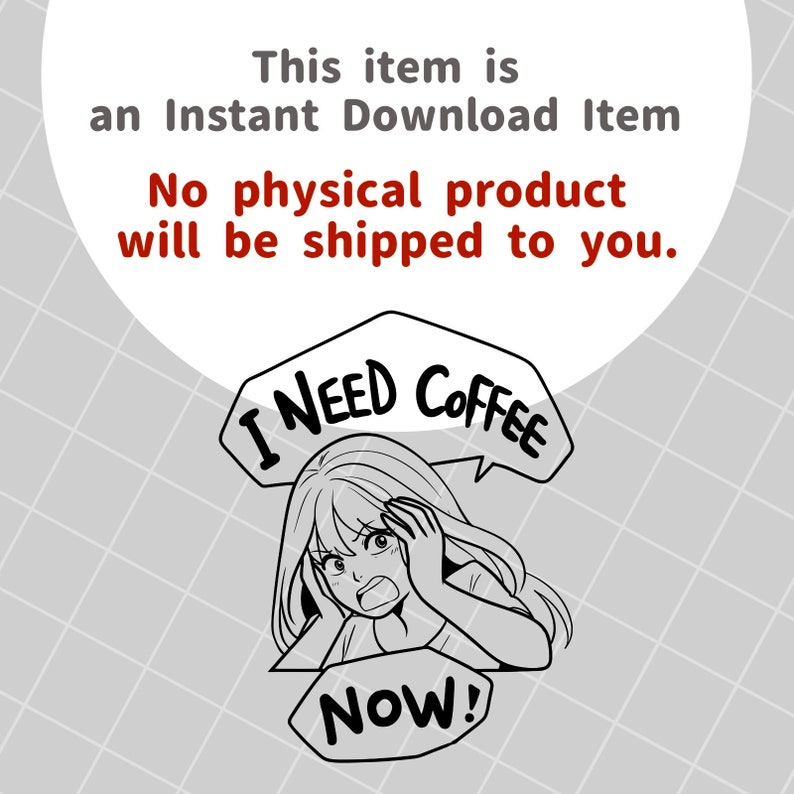 Anime Girl Svg Png I Need Coffee Now Digital Instant - Etsy