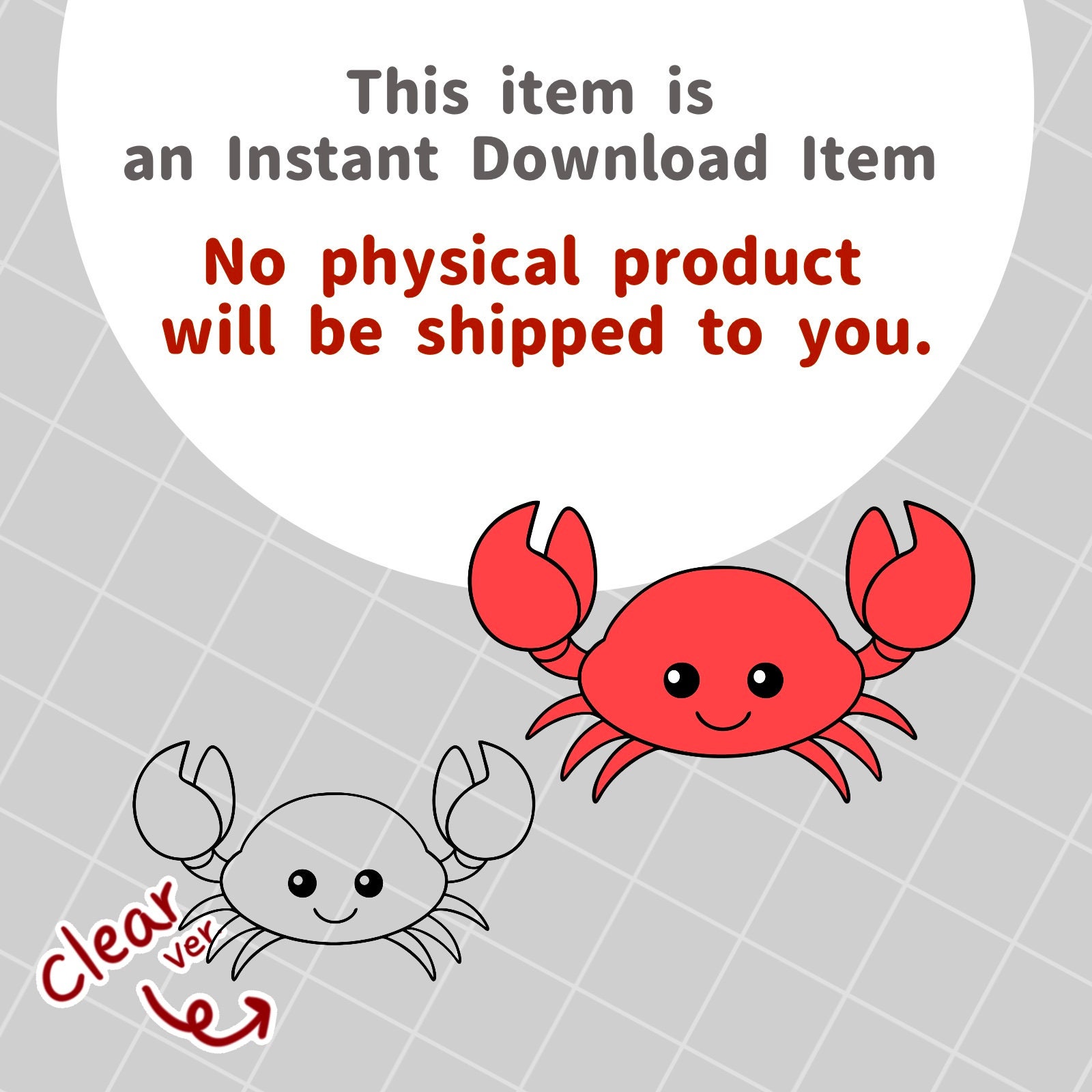 Cute Crab Clipart, Kawaii Crab Svg Png, Digital Instant Download Crab ...