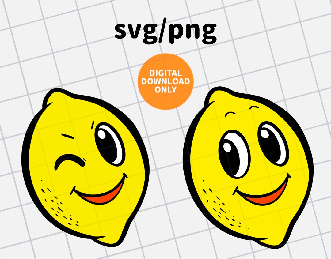 Lemon Character Clipart, Lemon Face Digital Instant Download, Lemon ...