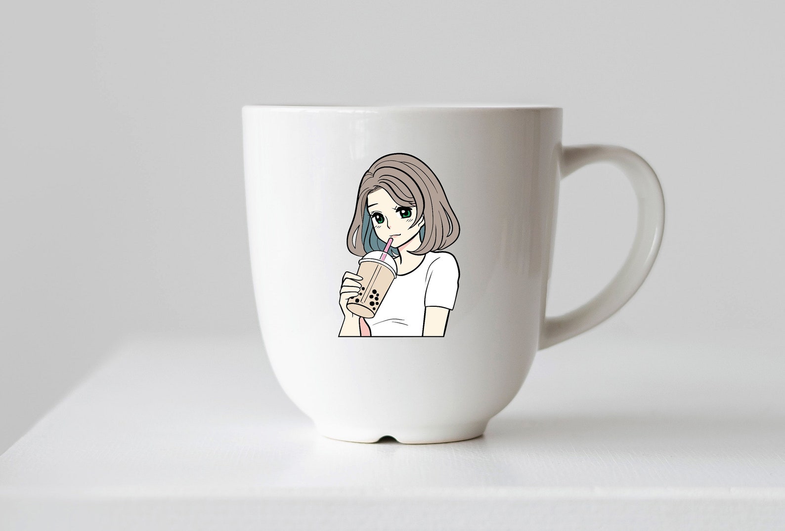 Anime Girl Drinking Boba Tea, Anime Girl Svg Png, Boba Tea Clipart ...