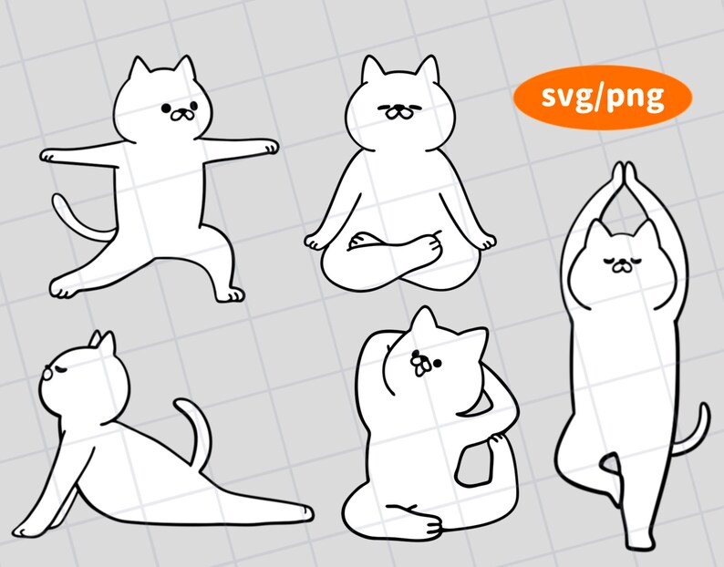 Yoga Cat Illustration,yoga Animal,yoga Png,yoga Svg,kawaii Yoga Cat ...