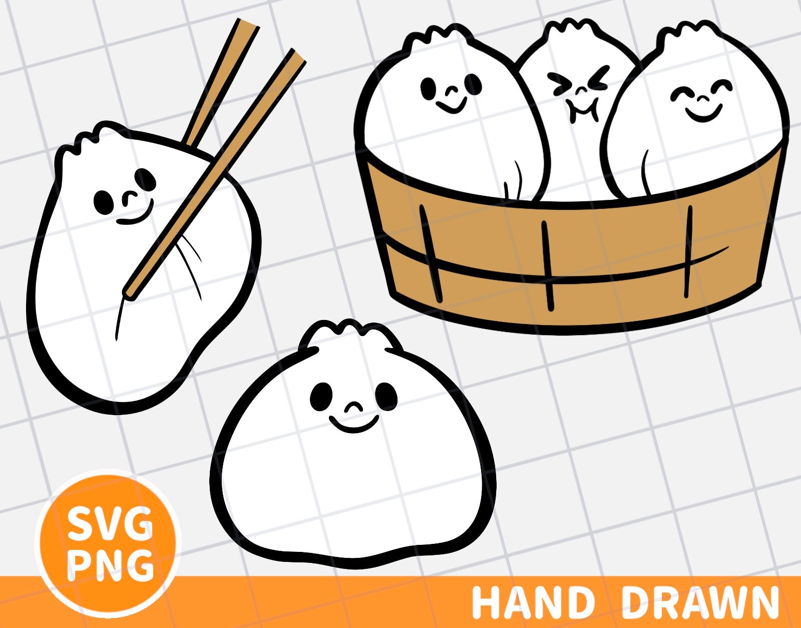 Dumpling Digital Clipart, Xiao Long Bao Svg Png, Dumpling Svg Png, Cute ...