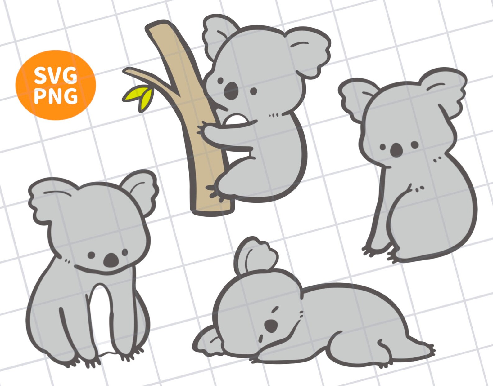 Cute Koala Digital Clipart, Koala Svg, Koala Png, Koala Bundle ...