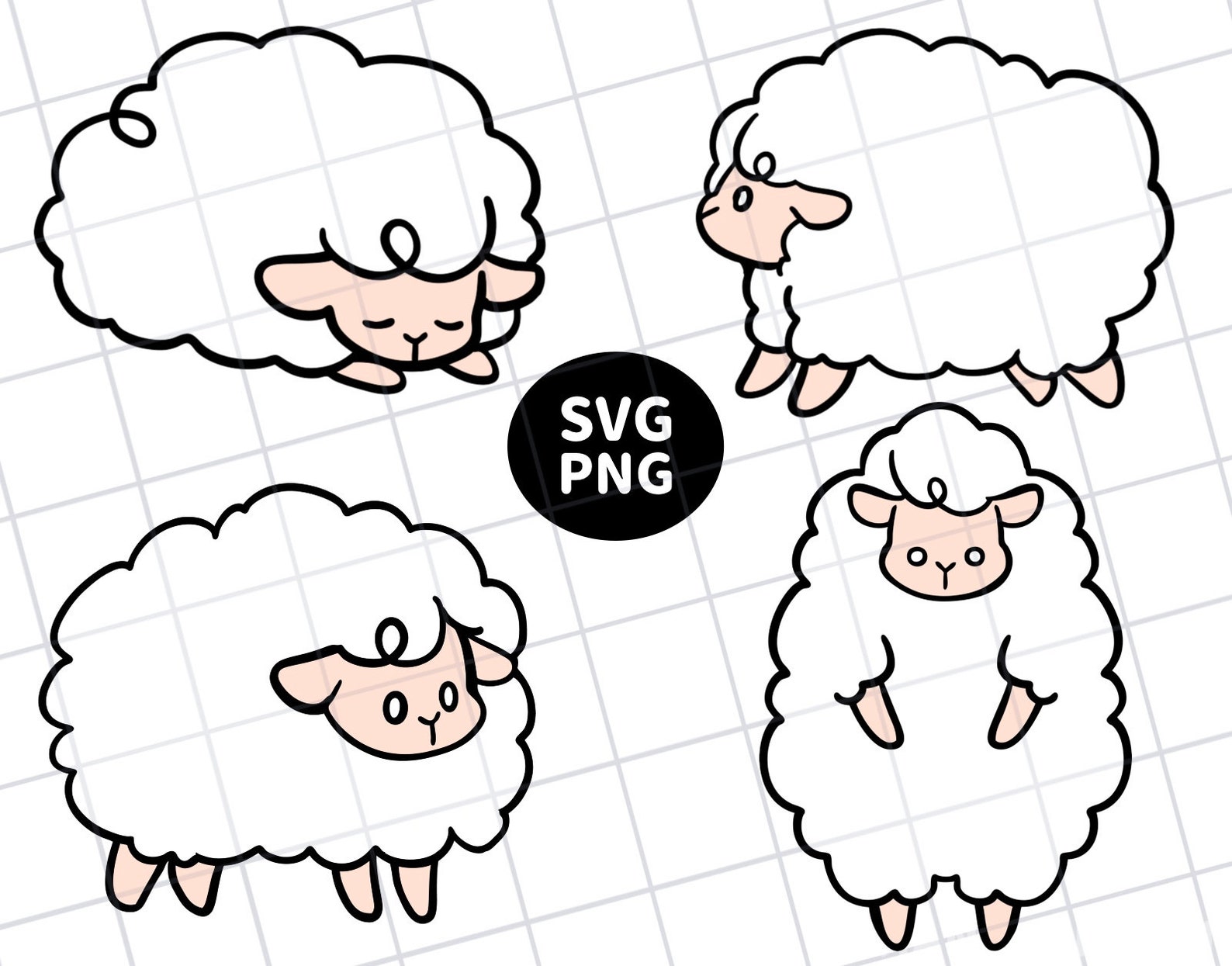 Sheep Digital Clipart, Sheep Svg, Sheep Png, Cute Sheep Bundle, Sheep ...